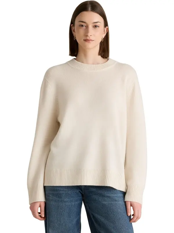 Quince Mongolian Cashmere Oversized Crewneck Sweater - Ivory