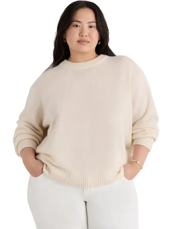 Quince Mongolian Cashmere Oversized Crewneck Sweater - Ivory