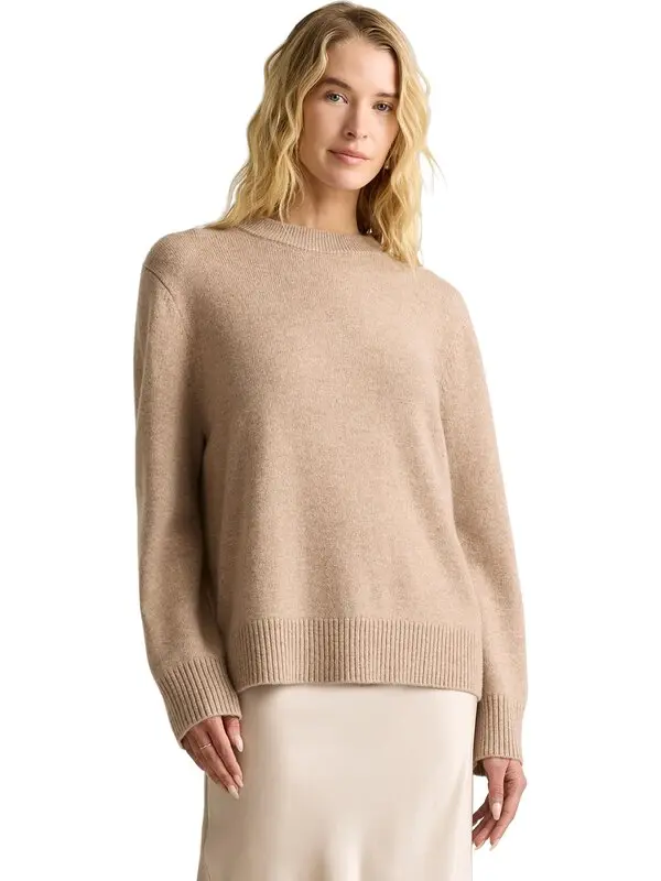 Quince Mongolian Cashmere Oversized Crewneck Sweater - Oatmeal