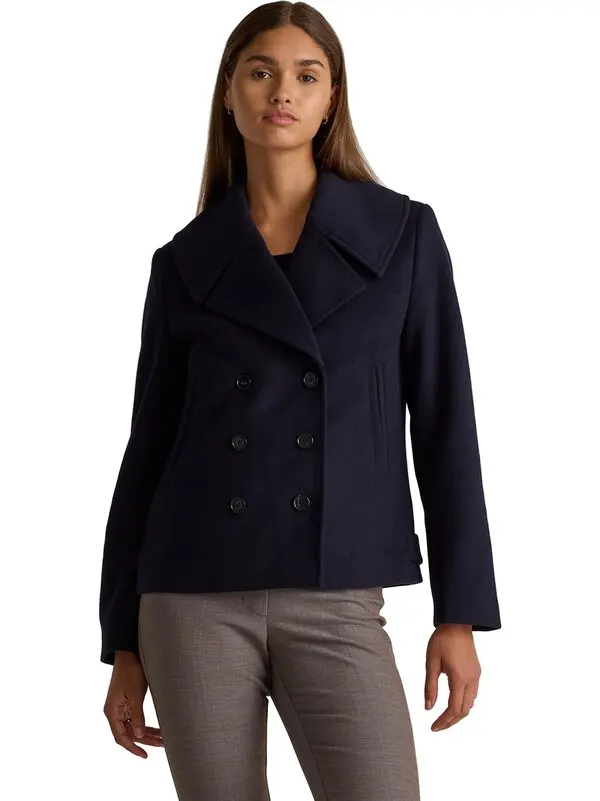 Quince Italian Wool Short Peacoat - Cadet Blue