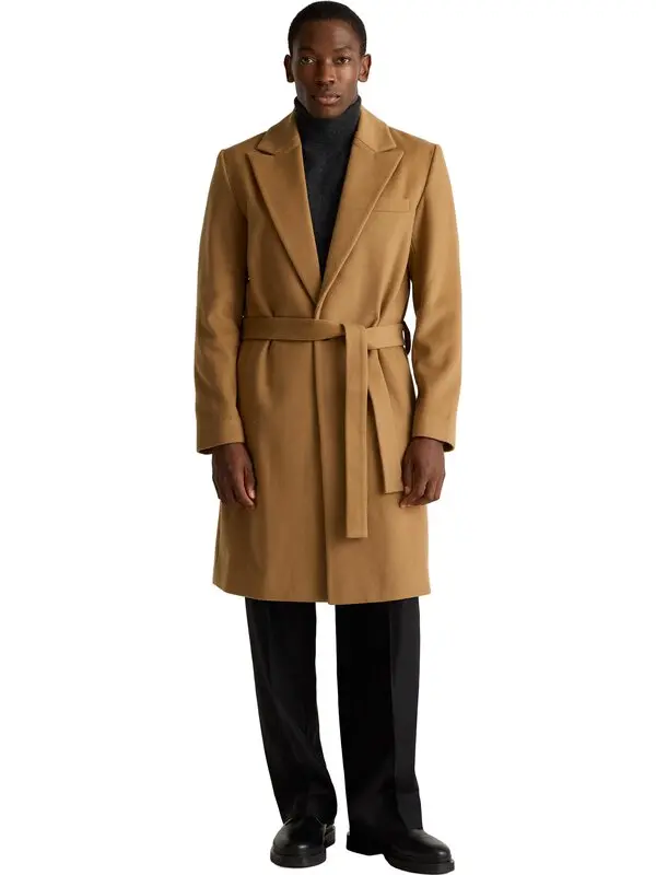 Quince Italian Wool Belted Overcoat - Caramel