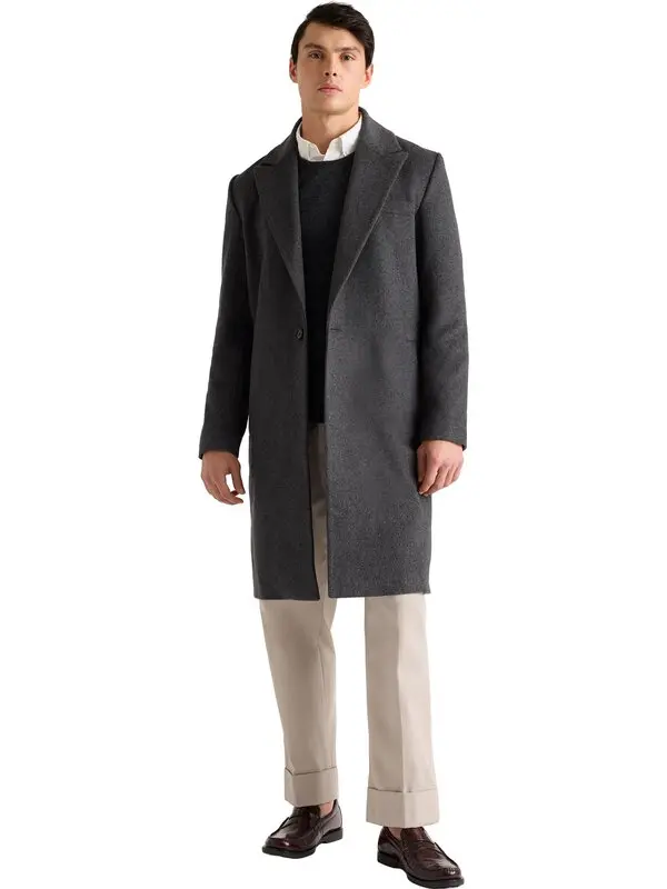 Quince Italian Wool Belted Overcoat - Heather Charcoal