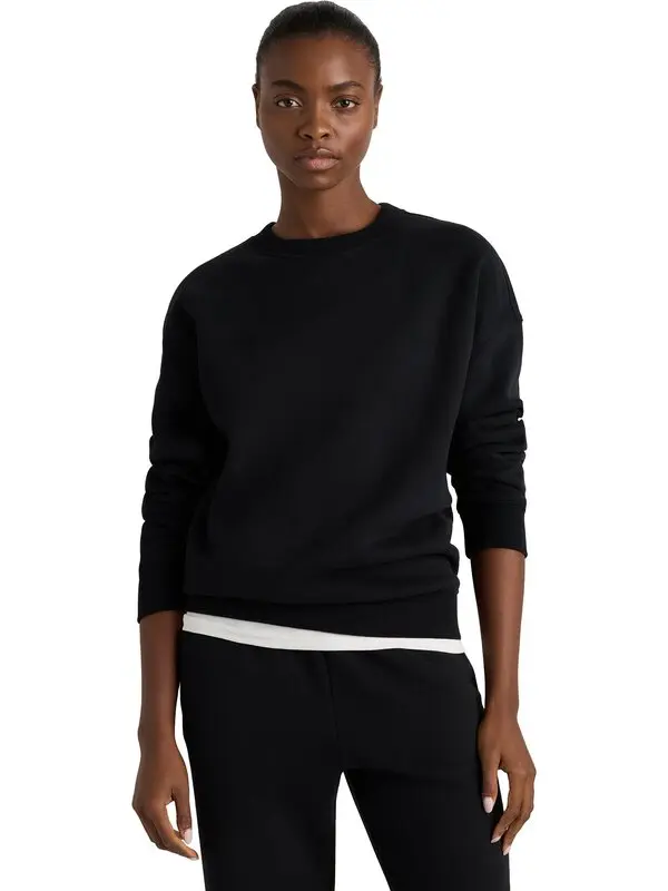 Quince Everyday Fleece Crew Neck Alpaca Sweater - Black