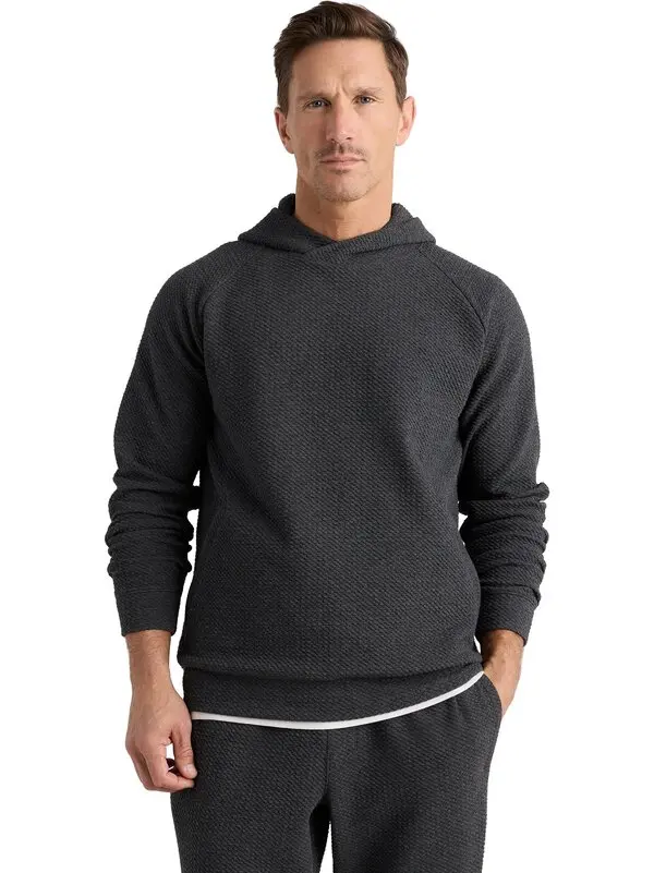 Quince Waffle Knit Hoodie - Heather Charcoal