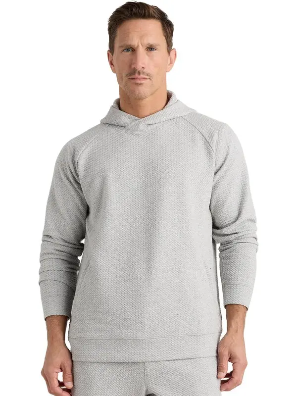 Quince Waffle Knit Hoodie - Heather Grey