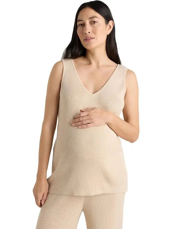 Quince Cotton Cashmere Maternity And Nursing Tank Top - Heather Oatmeal