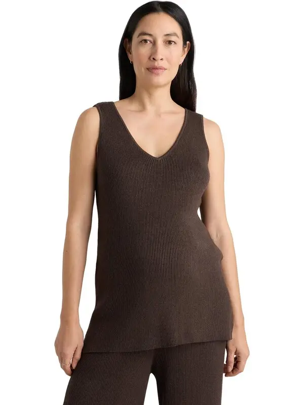 Quince Cotton Cashmere Maternity And Nursing Tank Top - Mocha Heather