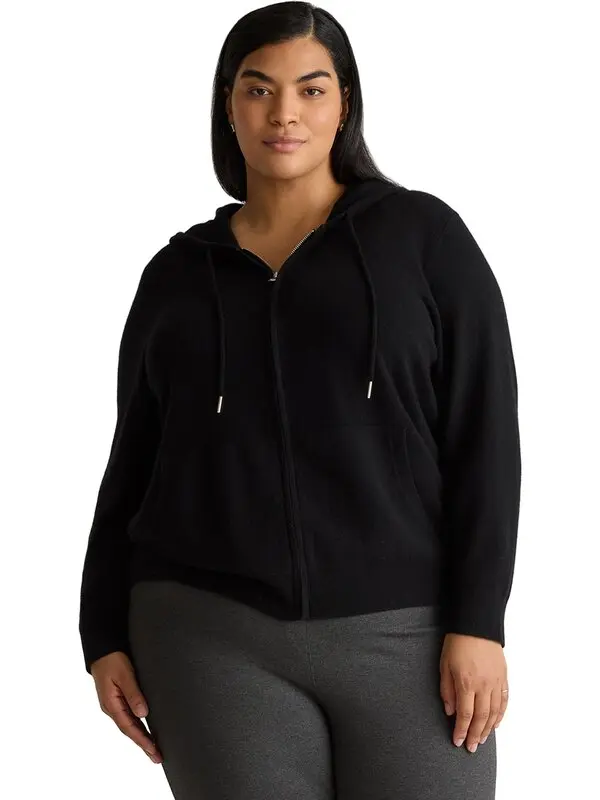 Quince Mongolian Cashmere Full-zip Hoodie - Black