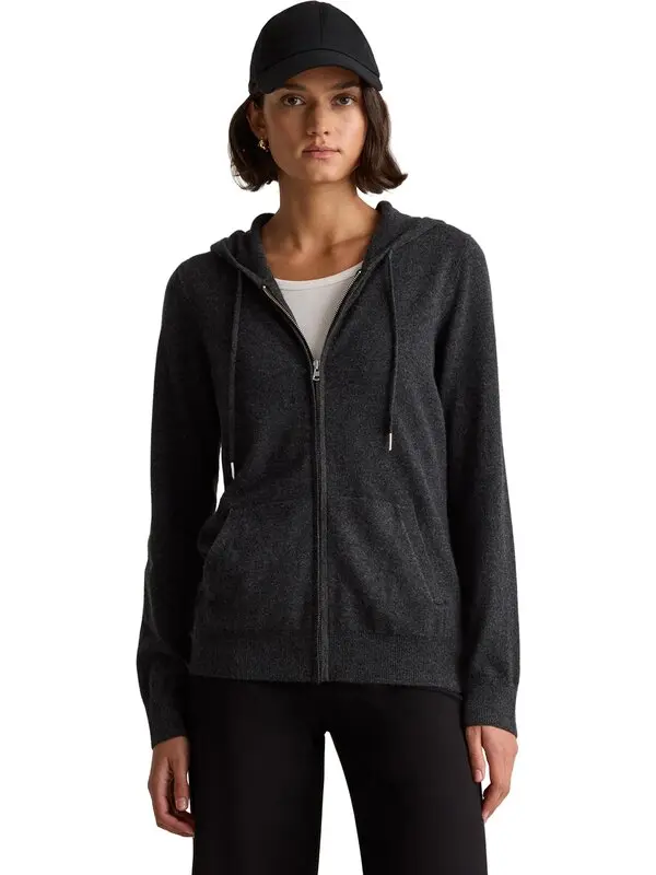 Quince Mongolian Cashmere Full-zip Hoodie - Charcoal