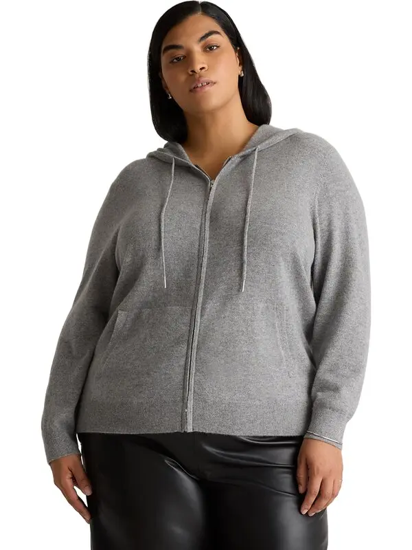 Quince Mongolian Cashmere Full-zip Hoodie - Heather Grey