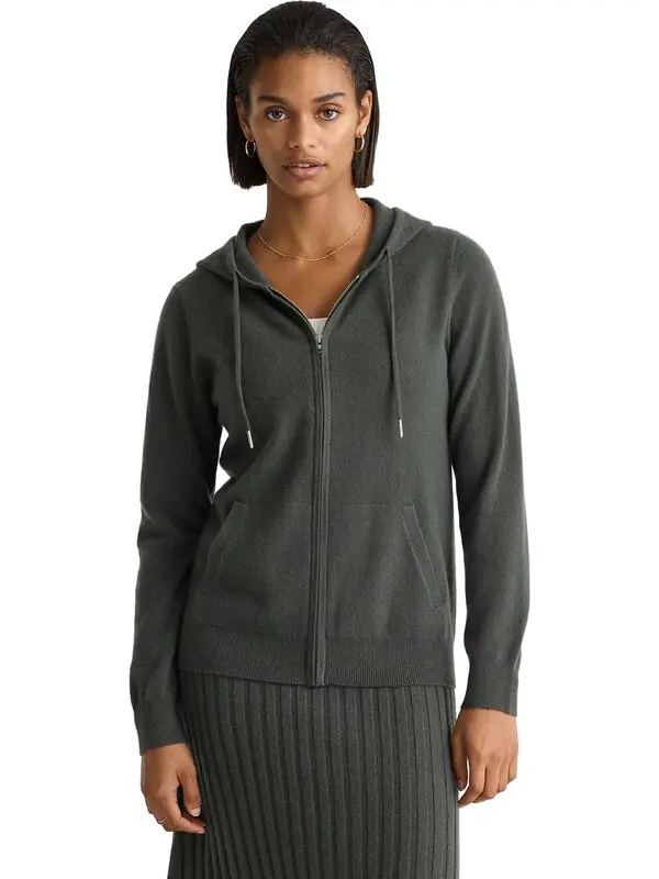 Quince Mongolian Cashmere Full-zip Hoodie - Moss