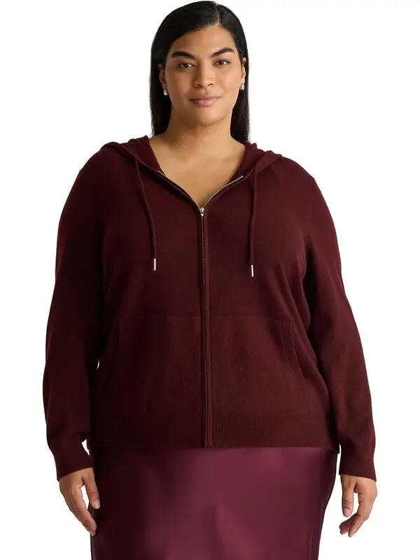 Quince Mongolian Cashmere Full-zip Hoodie - Rich Burgundy