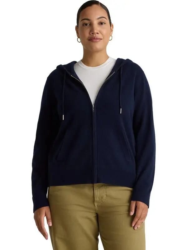 Quince Mongolian Cashmere Full-zip Hoodie - True Navy