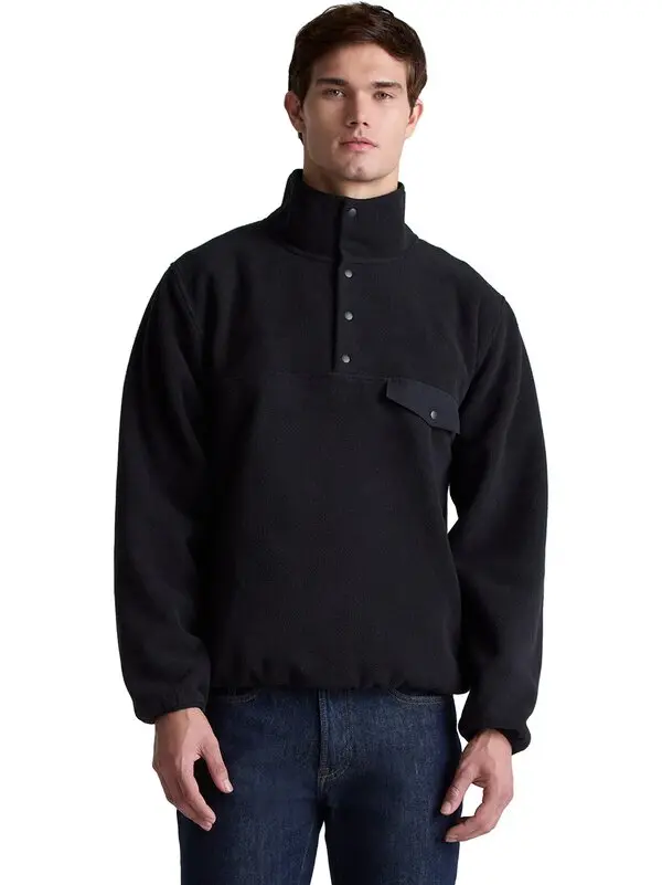 Quince Polar Fleece Snap Pullover - Bold Black