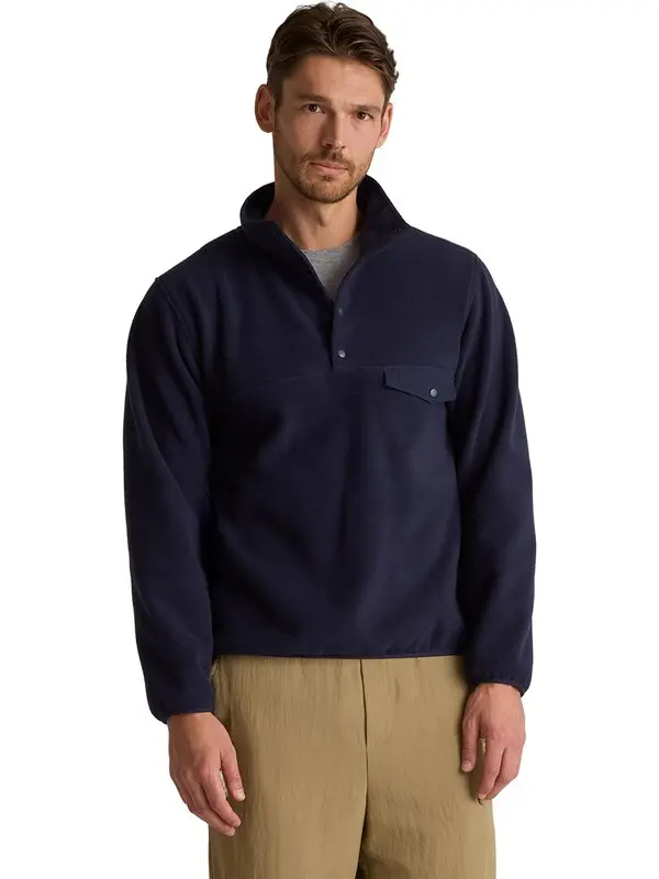 Quince Polar Fleece Snap Pullover - Deep Navy