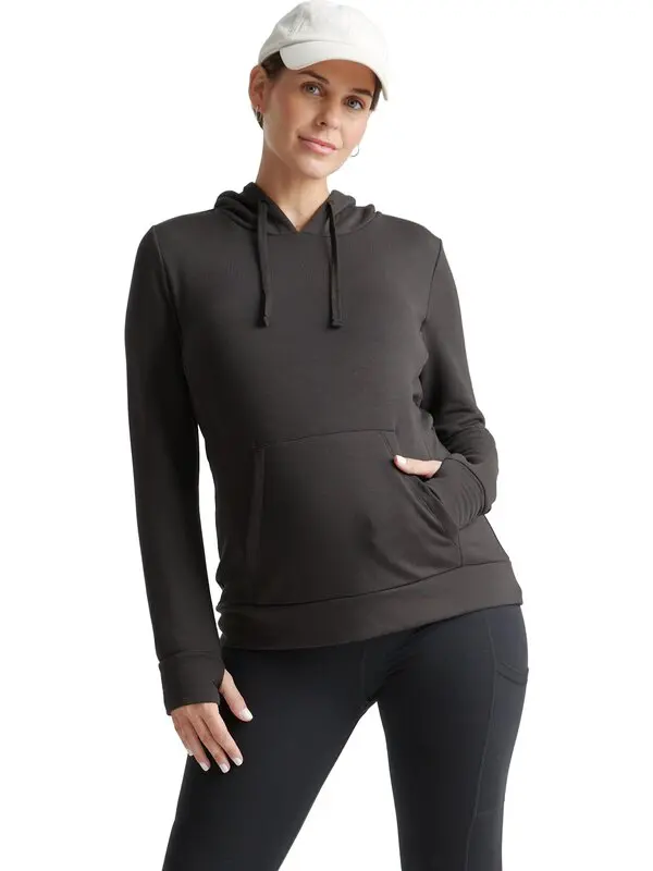 Quince Supersoft Fleece Maternity & Nursing Hoodie - Black