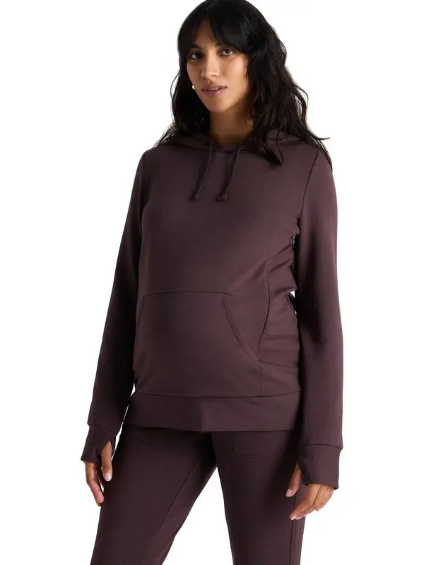 Quince Supersoft Fleece Maternity & Nursing Hoodie - Dried Fig