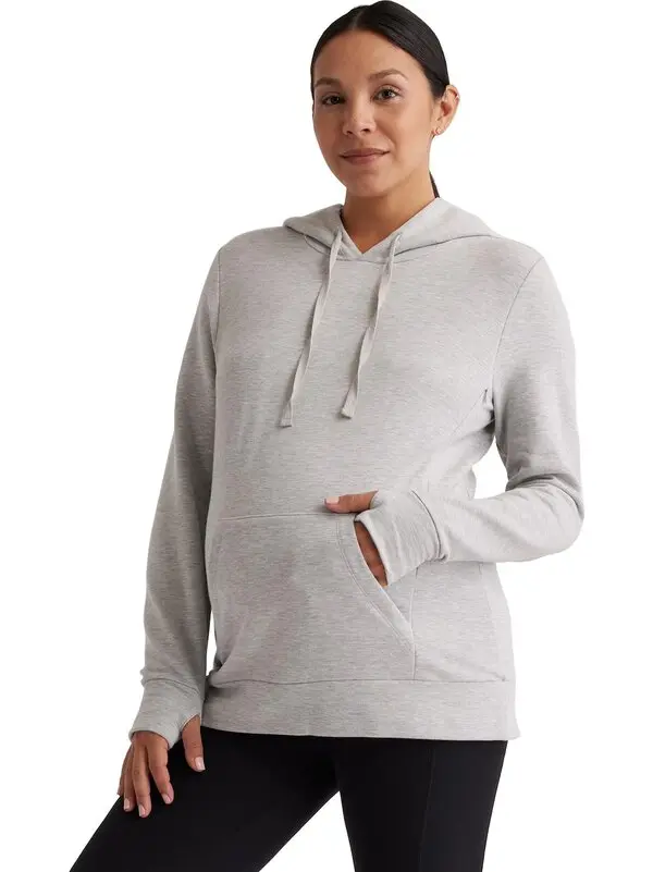 Quince Supersoft Fleece Maternity & Nursing Hoodie - Heather Grey
