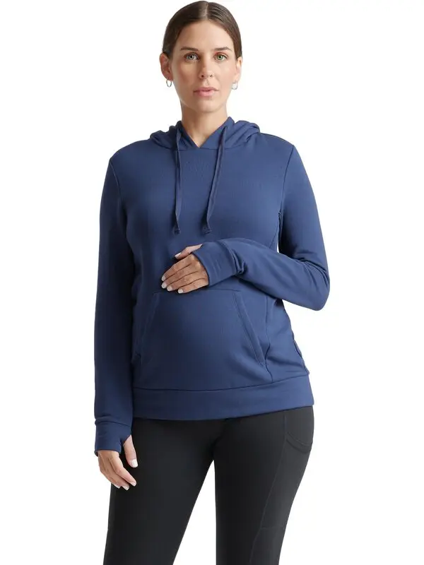 Quince Supersoft Fleece Maternity & Nursing Hoodie - Navy