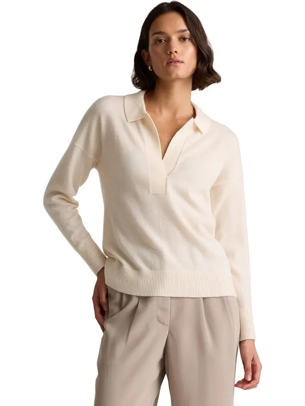 Quince Cashmere Polo Sweater - Ivory