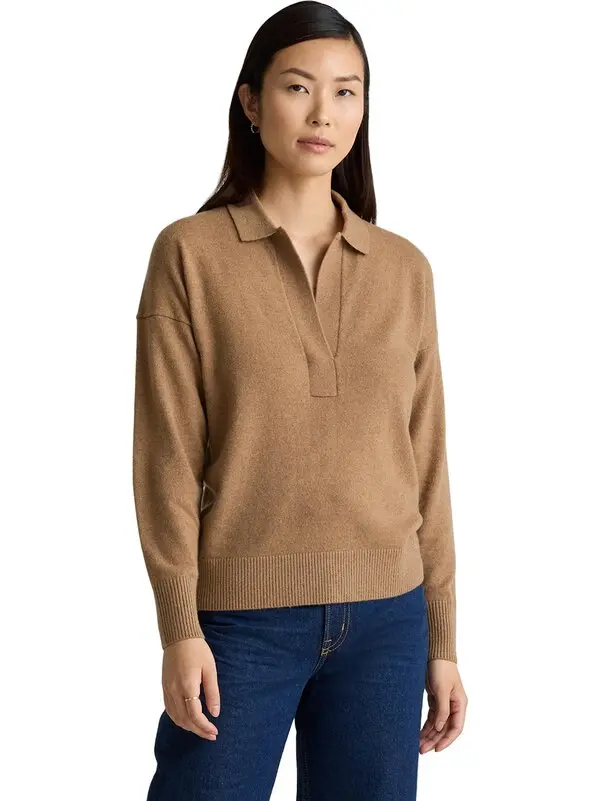 Quince Cashmere Polo Sweater - Teak