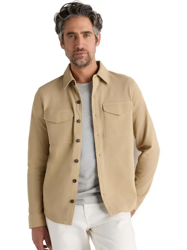 Quince Cotton Pique Knit Overshirt - Khaki