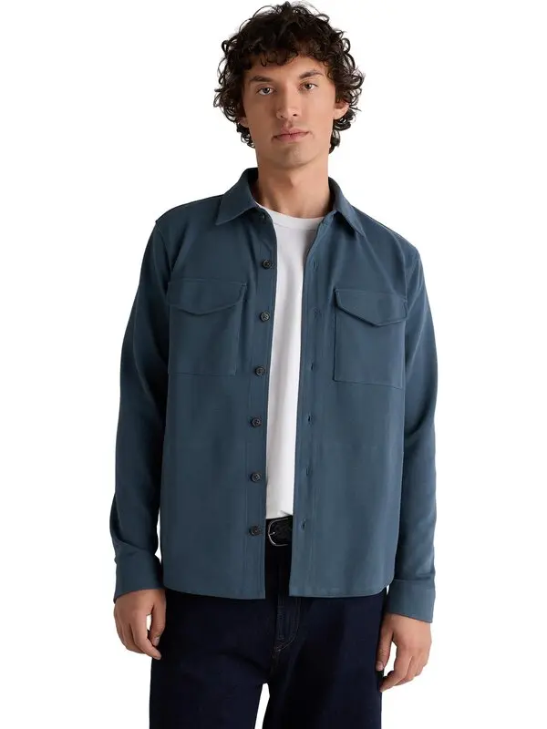 Quince Cotton Pique Knit Overshirt - Ocean