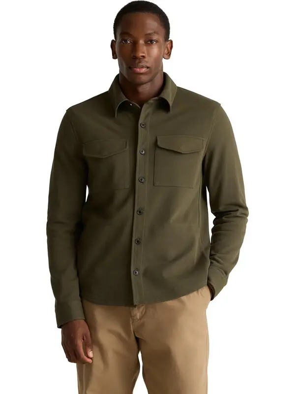 Quince Cotton Pique Knit Overshirt - Olive