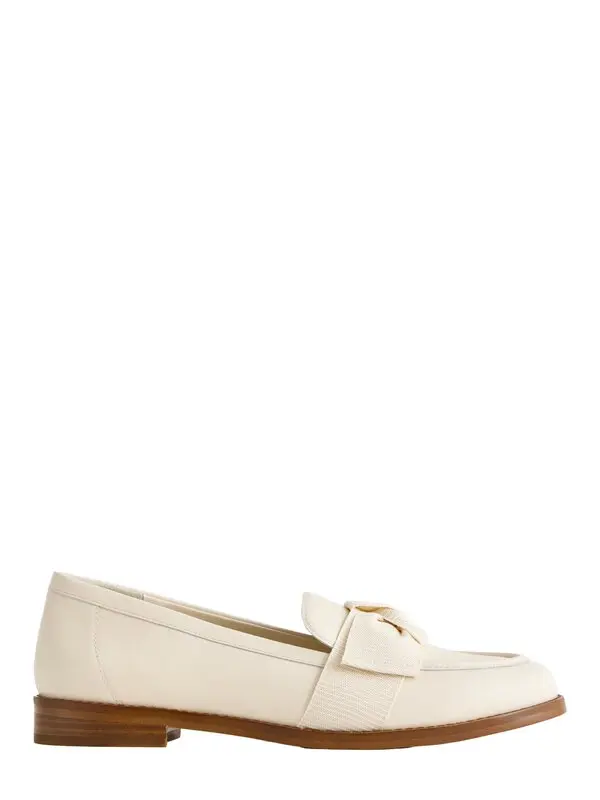 Quince Italian Leather Bow Penny Loafer - Bone