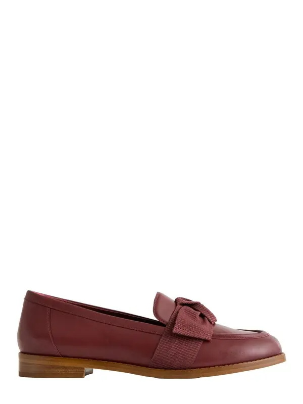 Quince Italian Leather Bow Penny Loafer - Wine