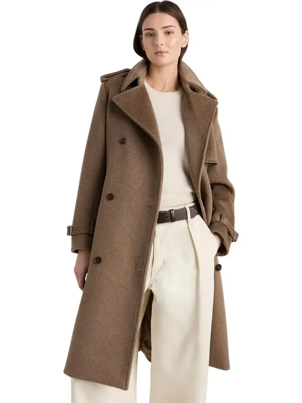 Quince 100% Mongolian Cashmere Trench Coat - Heather Taupe