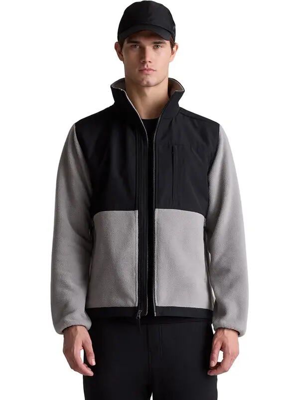 Quince Polar Fleece Full-zip Jacket - Gravel/bold Black