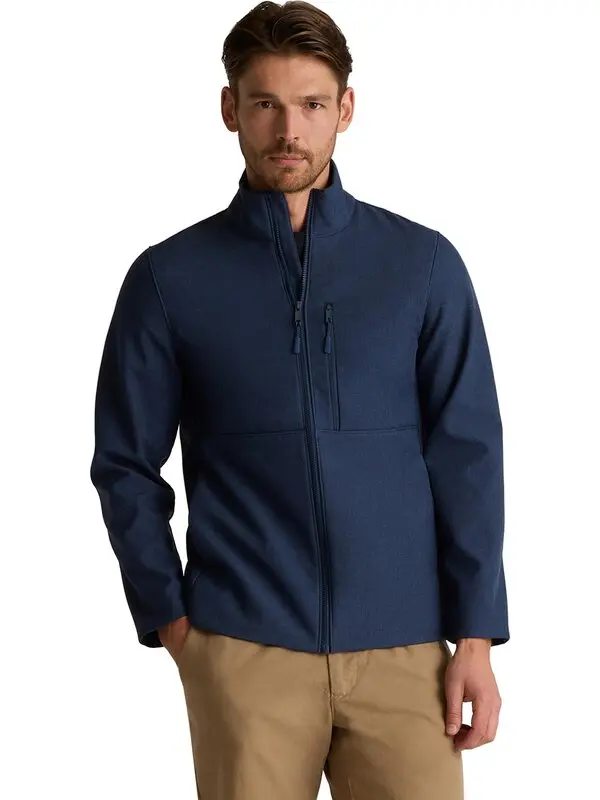 Quince Softshell Fleece-lined Full-zip Jacket - Heather Deep Navy