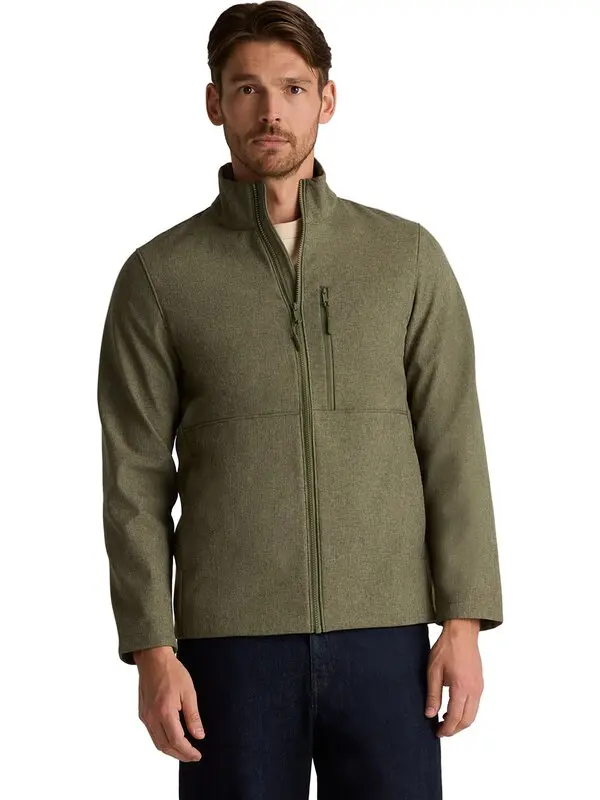 Quince Softshell Fleece-lined Full-zip Jacket - Heather Olive Oil