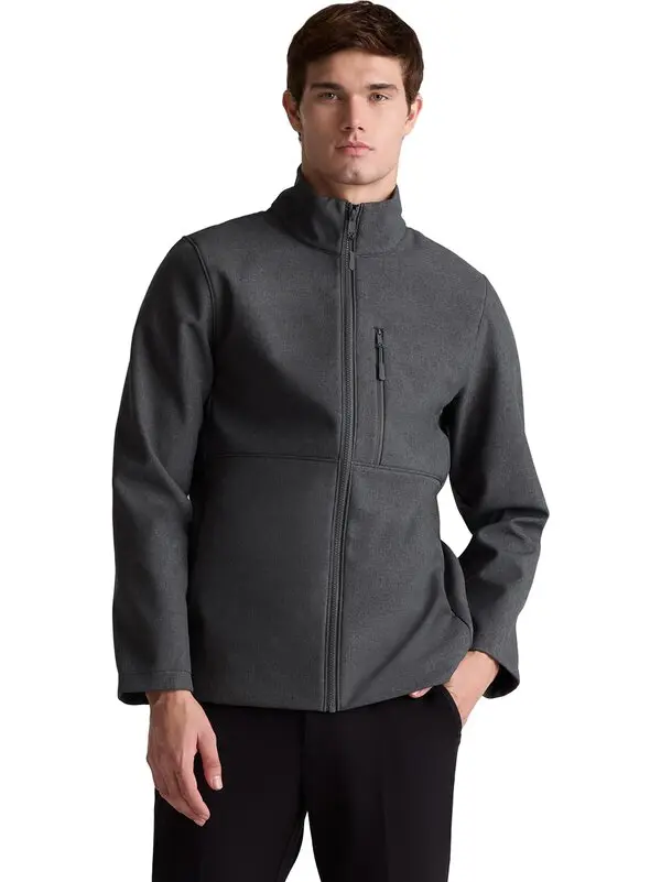 Quince Softshell Fleece-lined Full-zip Jacket - Heather Shady Charcoal