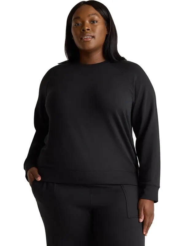 Quince Supersoft Fleece Crew Neck Alpaca Sweater - Black
