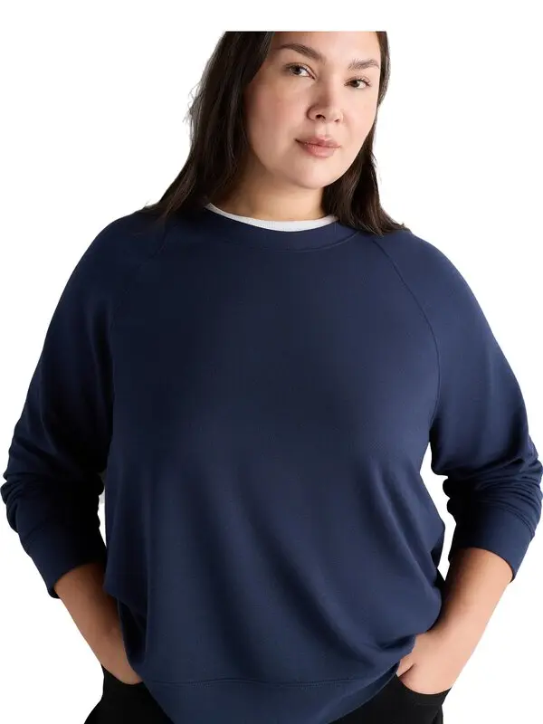 Quince Supersoft Fleece Crewneck Sweatshirt - Navy