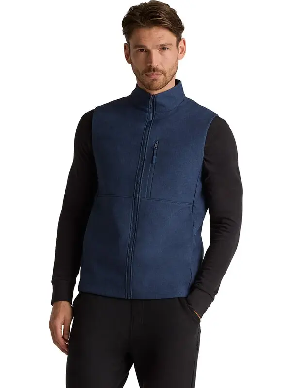 Quince Softshell Fleece-lined Full-zip Vest - Heather Deep Navy