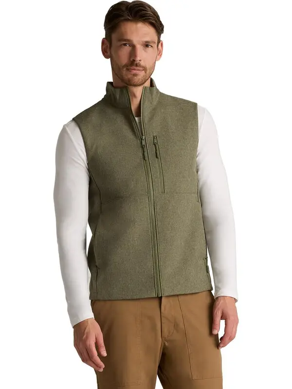 Quince Softshell Fleece-lined Full-zip Vest - Heather Olive Oil
