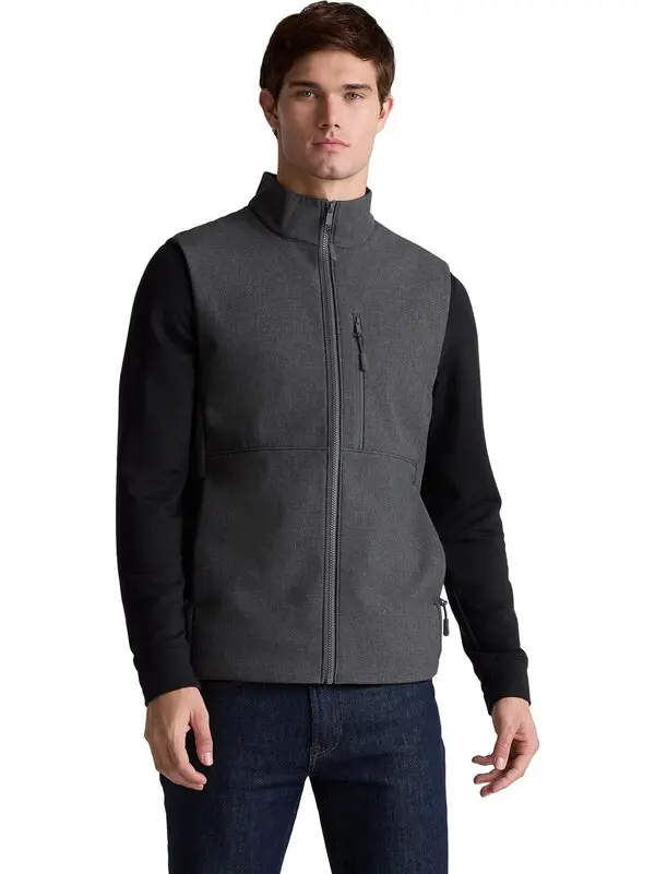 Quince Softshell Fleece-lined Full-zip Vest - Heather Shady Charcoal