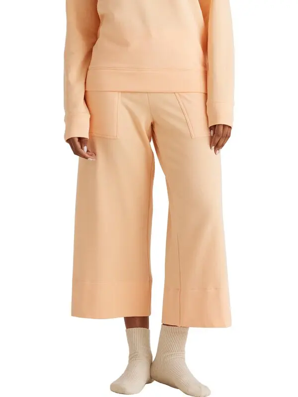 Quince Supersoft Fleece Cropped Wide Leg Pants - Sunset Orange