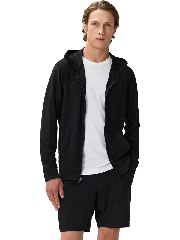 Quince Flowknit Performance Full-zip Chest Pocket Hoodie - Black