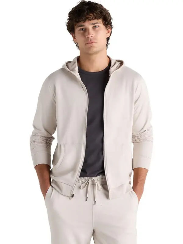 Quince Flowknit Performance Full-zip Chest Pocket Hoodie - Solid Chalk