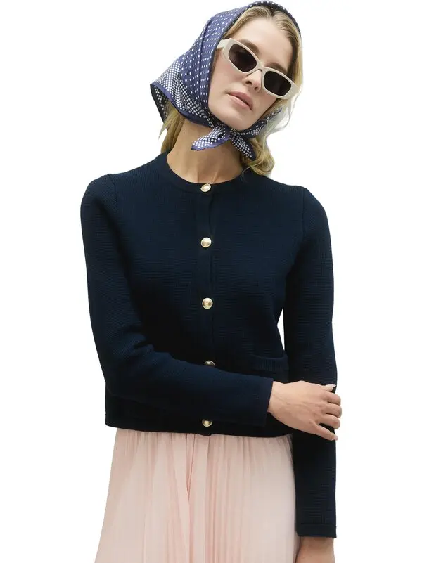 Quince Sweater Jacket Organic Cotton - Navy
