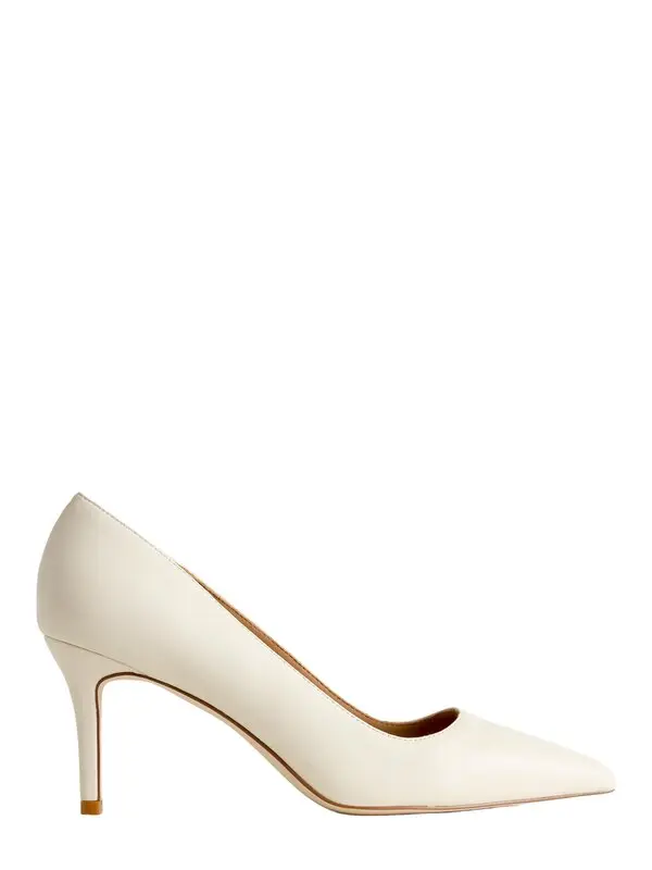 Quince Italian Leather Pointy Toe Pump - Bone