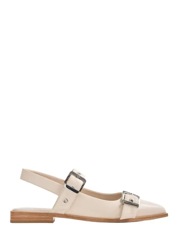 Quince Italian Leather Slingback Flat - Bone