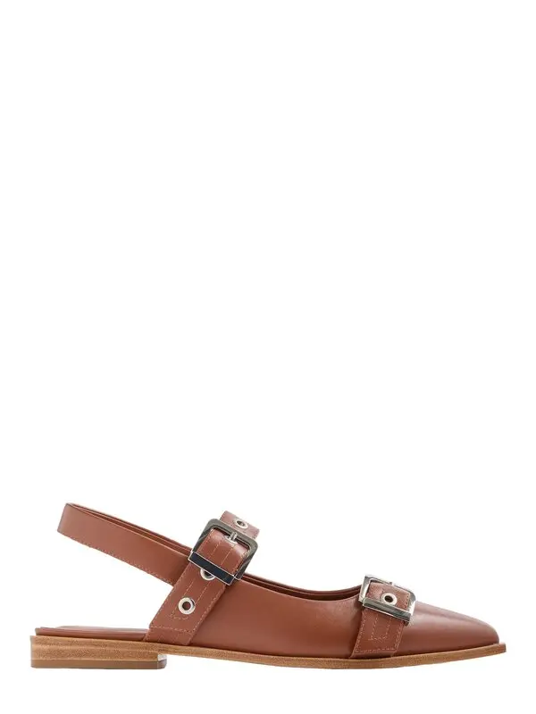 Quince Italian Leather Slingback Flat - Cognac