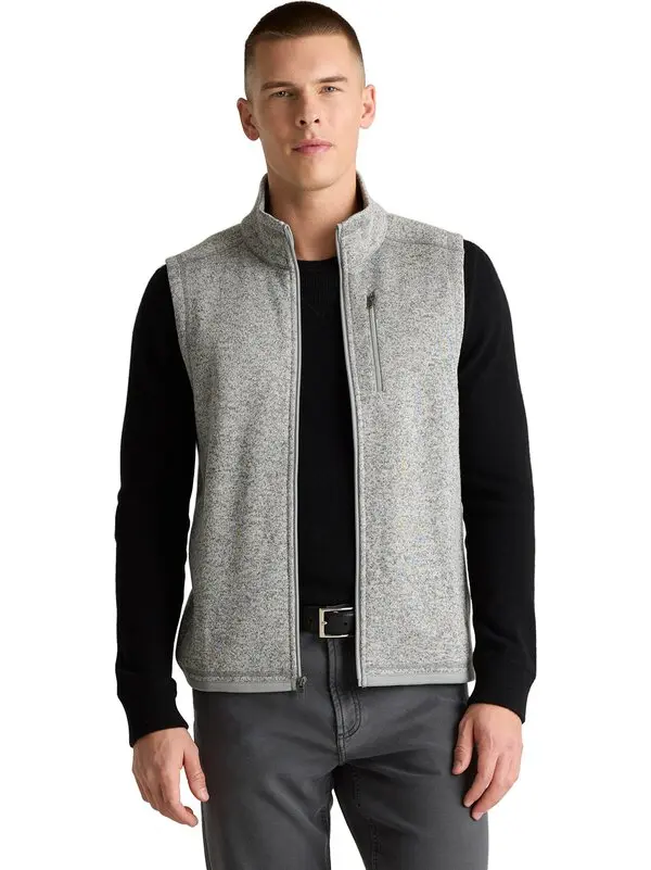 Quince Sweater-knit Fleece Full-zip Vest - Heather Grey