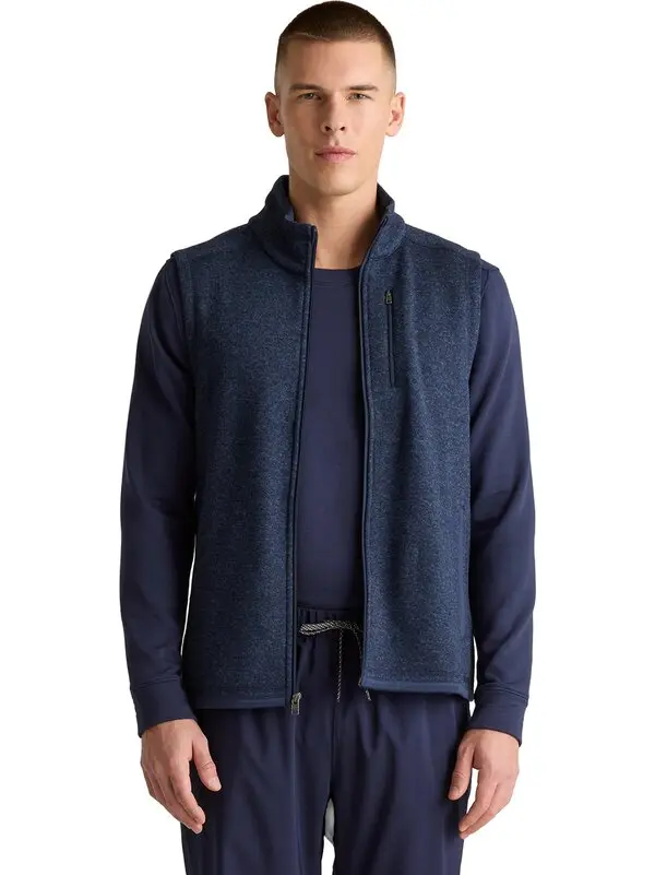 Quince Sweater-knit Fleece Full-zip Vest - Navy