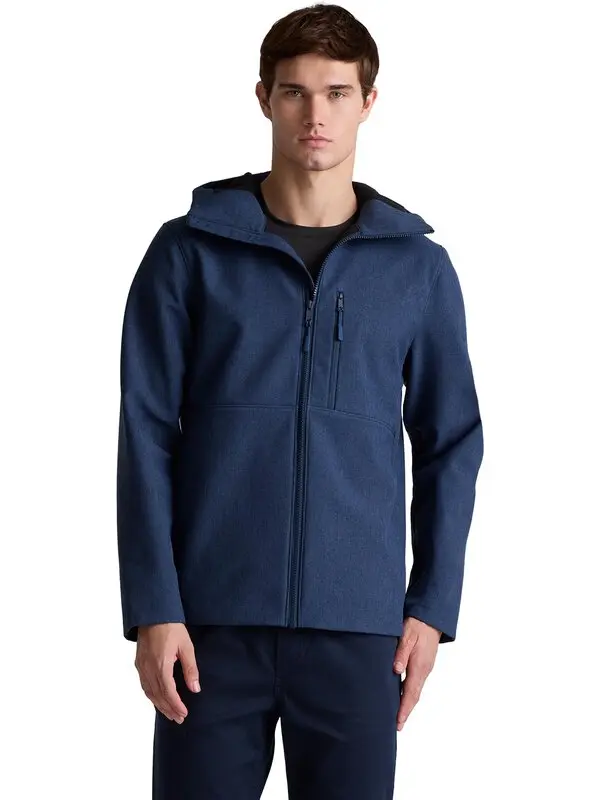 Quince Softshell Fleece-lined Full-zip Hooded Jacket - Heather Deep Navy